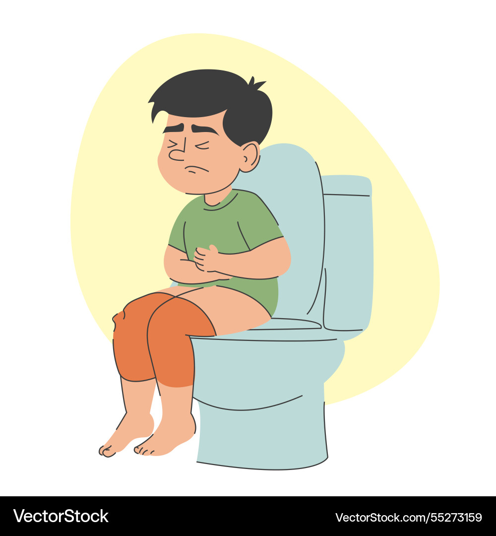 Boy is suffering from diarrhea Royalty Free Vector Image