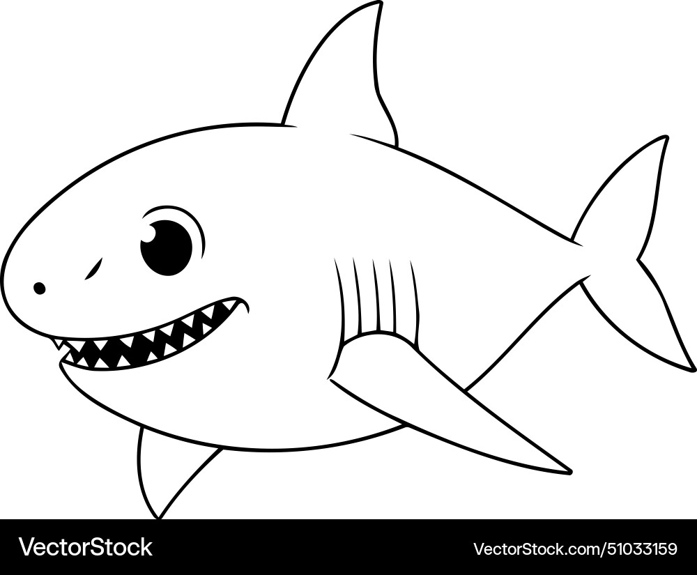 Cute cartoon shark isolated on a white background Vector Image