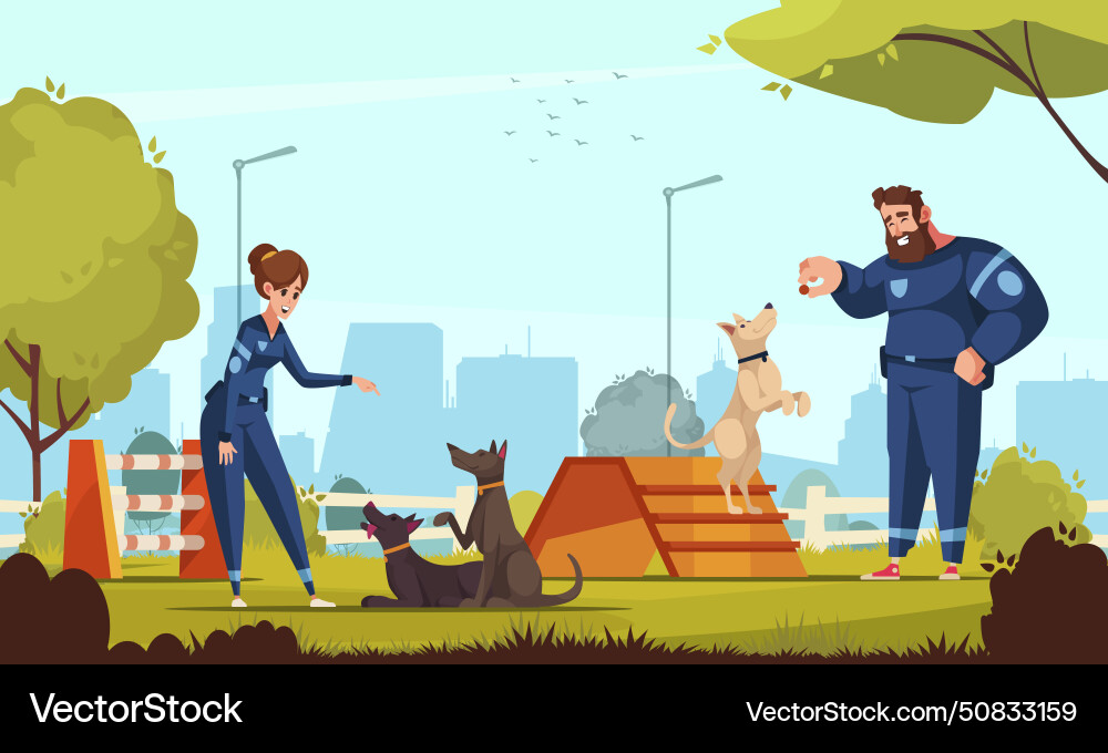 Cynologist cartoon poster Royalty Free Vector Image