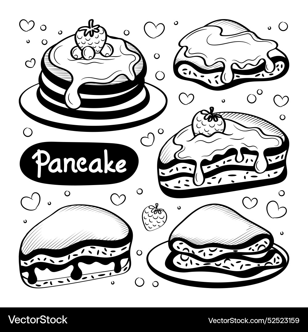 Different of pancake with hand drawn doodle Vector Image