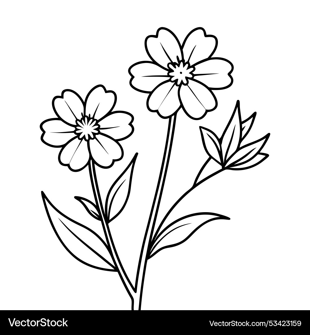 Doodle folwer branch folower Royalty Free Vector Image