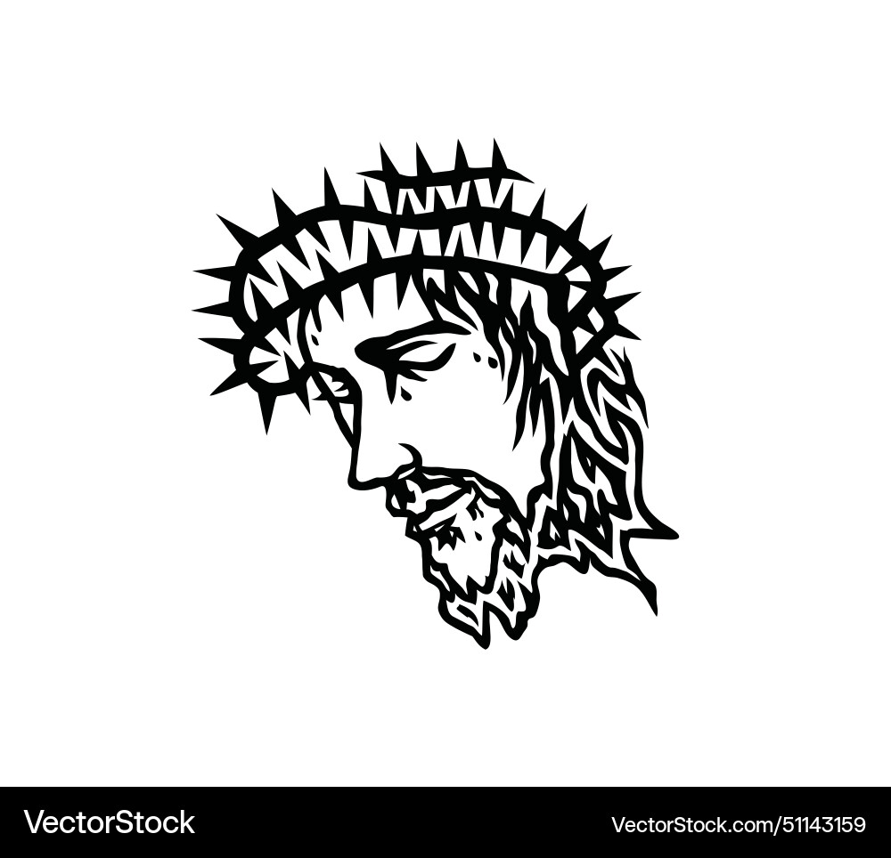 Face of jesus with crown thorns Royalty Free Vector Image