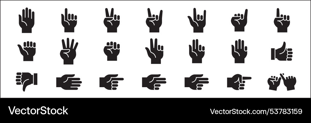 Hands gesture icon set hand finger signs Vector Image
