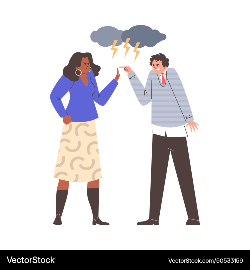 Heated argument under stormy cloud Royalty Free Vector Image