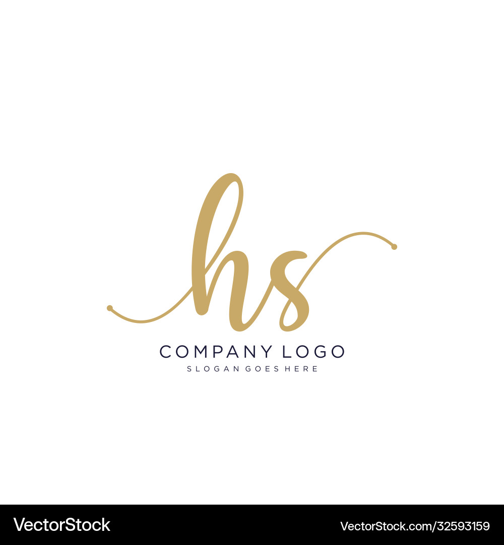 Hs initial handwriting logo design Royalty Free Vector Image