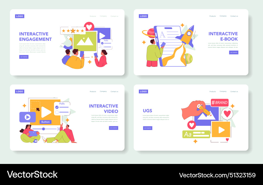 Interactive engagement flat Royalty Free Vector Image