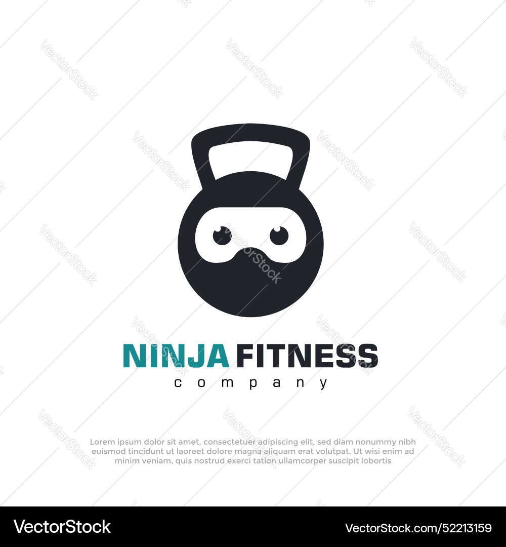 Ninja fitness bodybuilder logo concept Royalty Free Vector