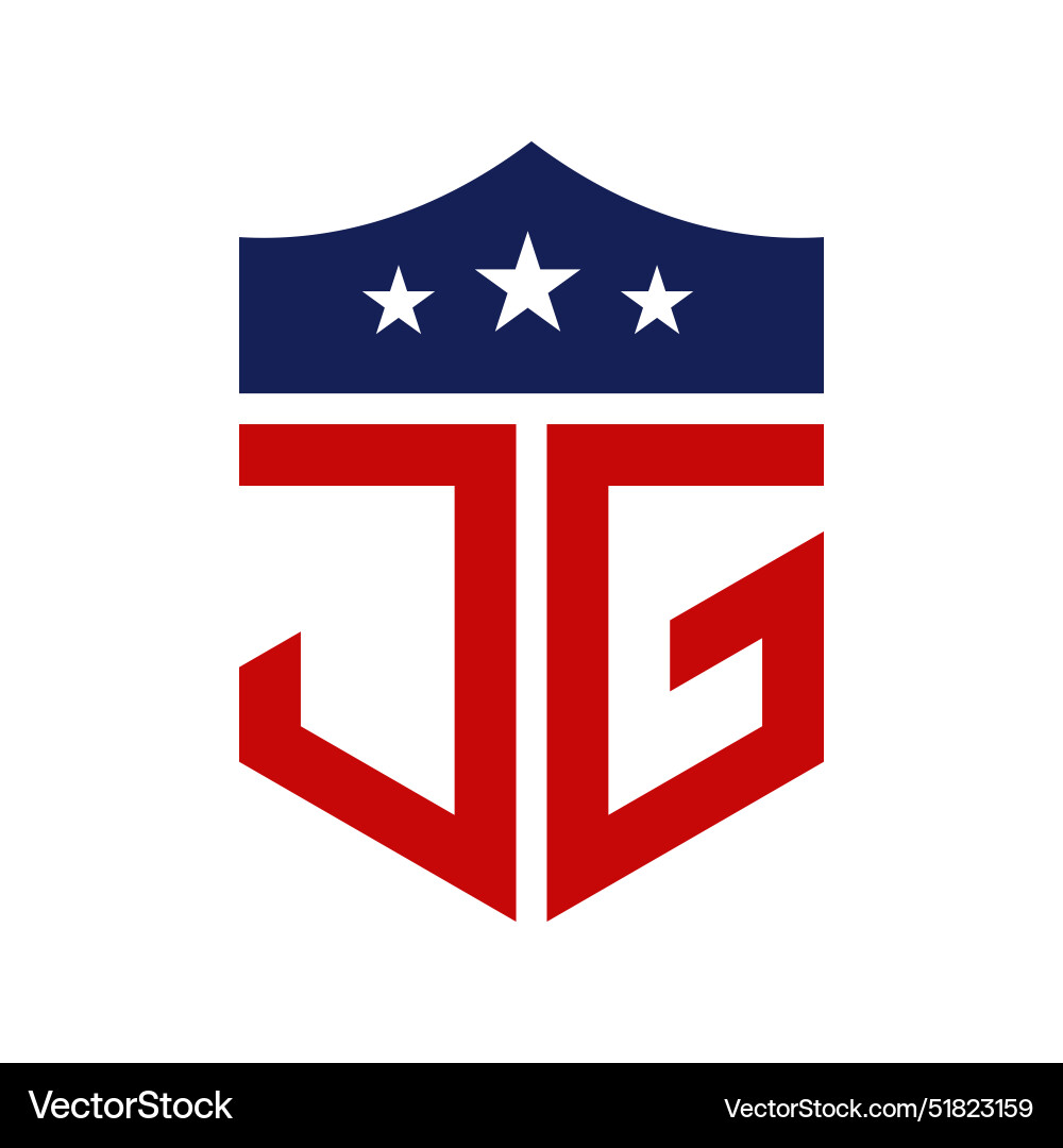 Patriotic jg logo design letter Royalty Free Vector Image