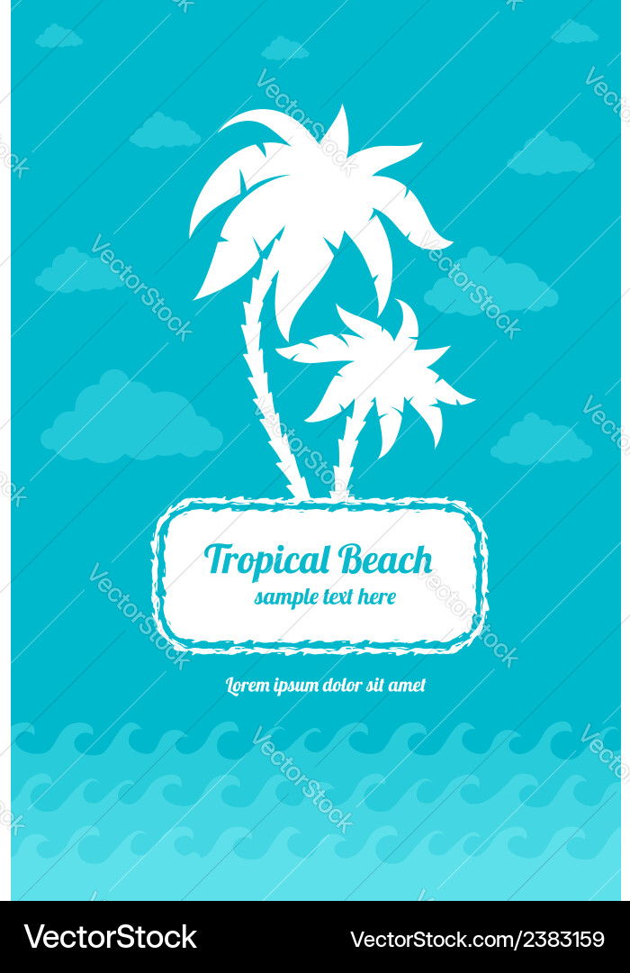Tropical beach palms sign Royalty Free Vector Image