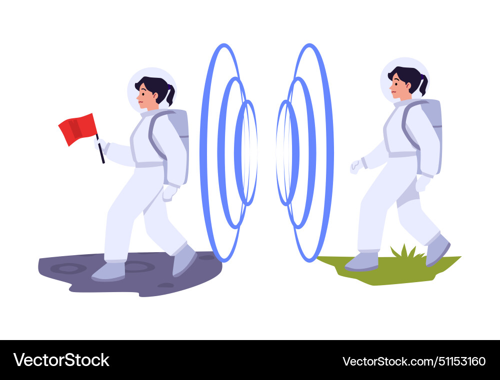 Astronaut space exploration teleportation Vector Image