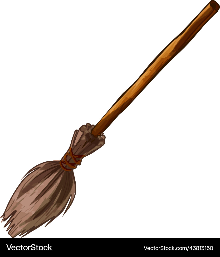 Broomstick isolated on white background cartoon Vector Image