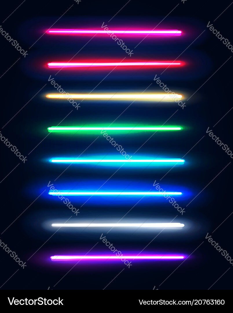 Neon light tubes set halogen or led lamps Vector Image