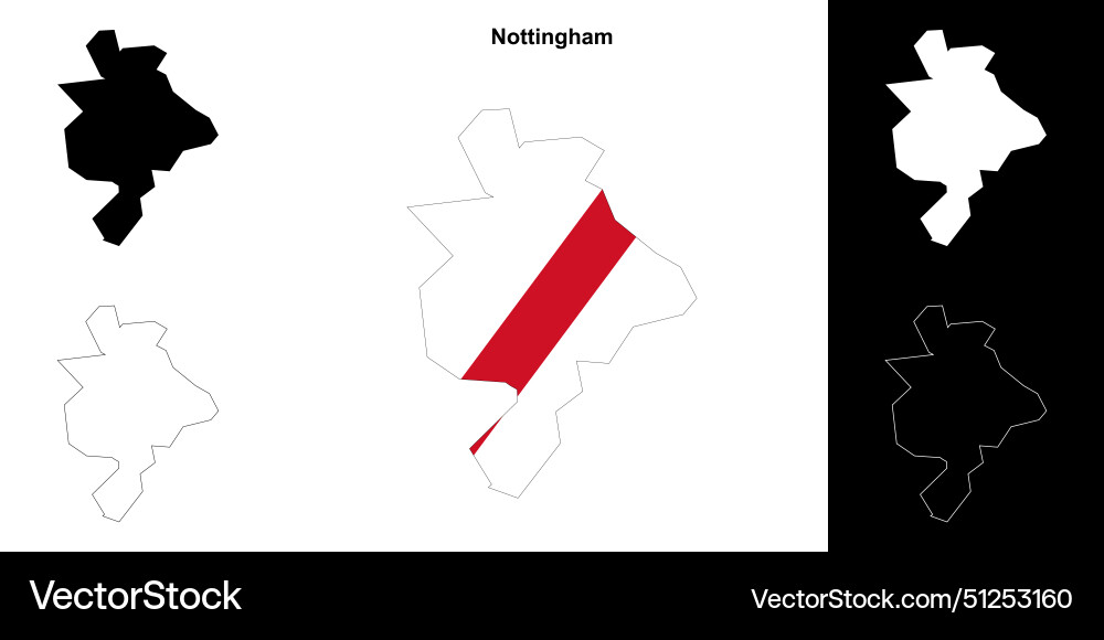 Nottingham outline map Royalty Free Vector Image