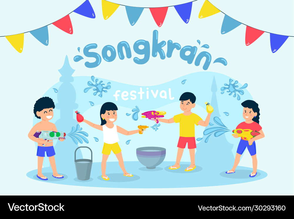 Realistic songkran concept design Royalty Free Vector Image