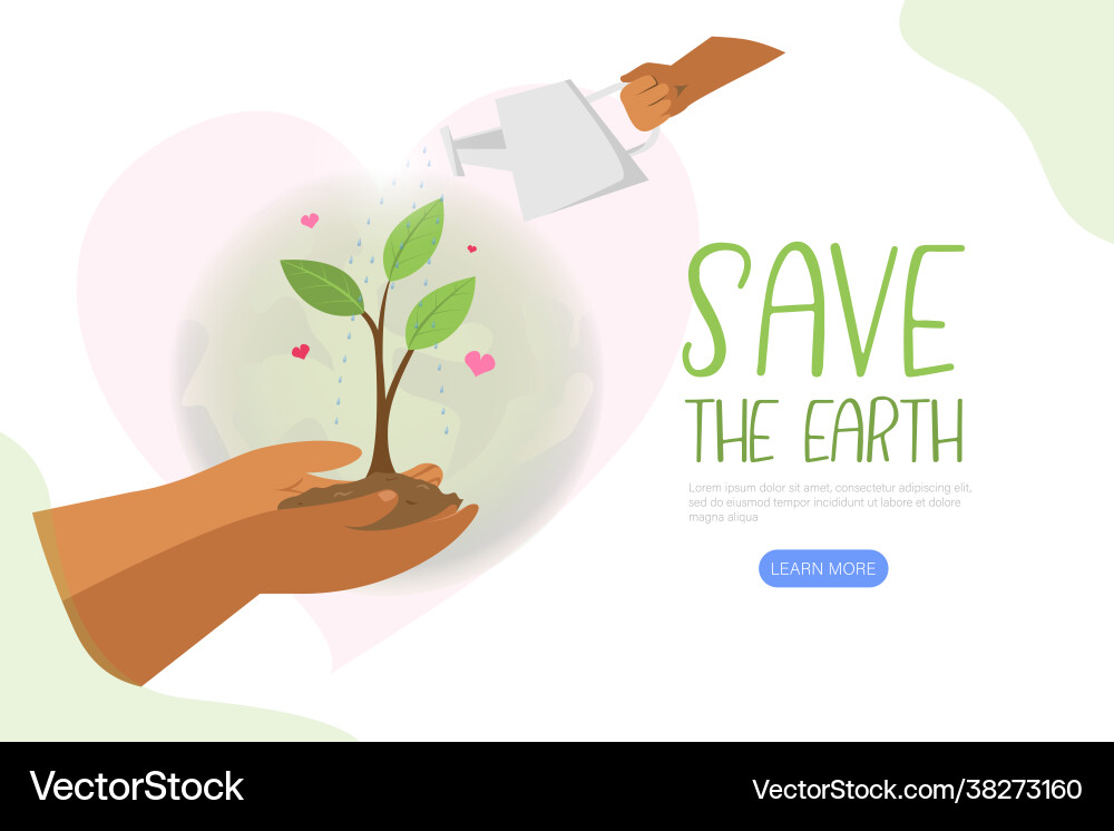 Save earth hand holding green planet Royalty Free Vector