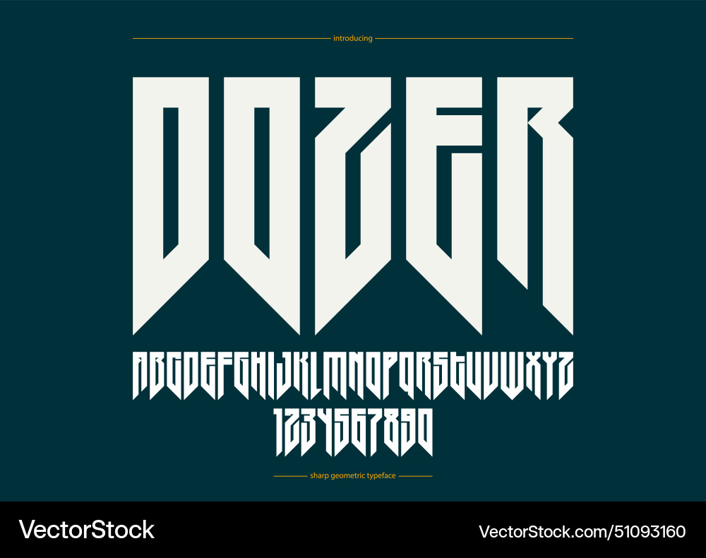 Sharp and bold display condensed font for logos Vector Image