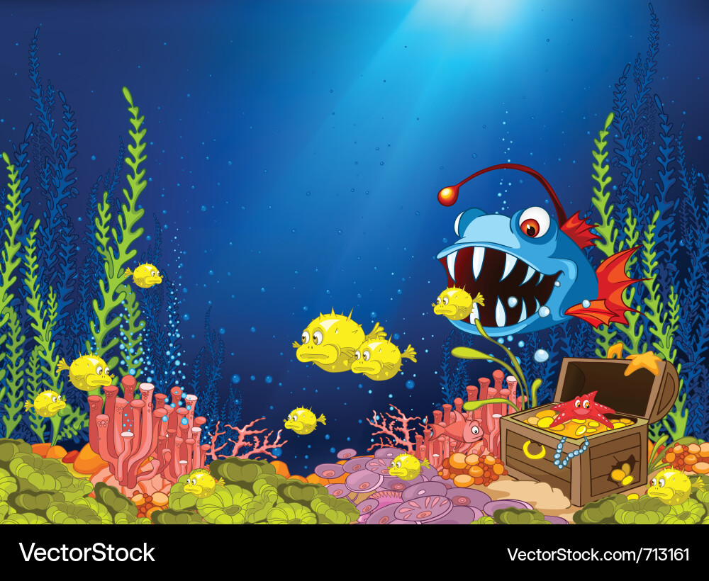 Cute Underwater Cartoon Fish Royalty Free Vector Image