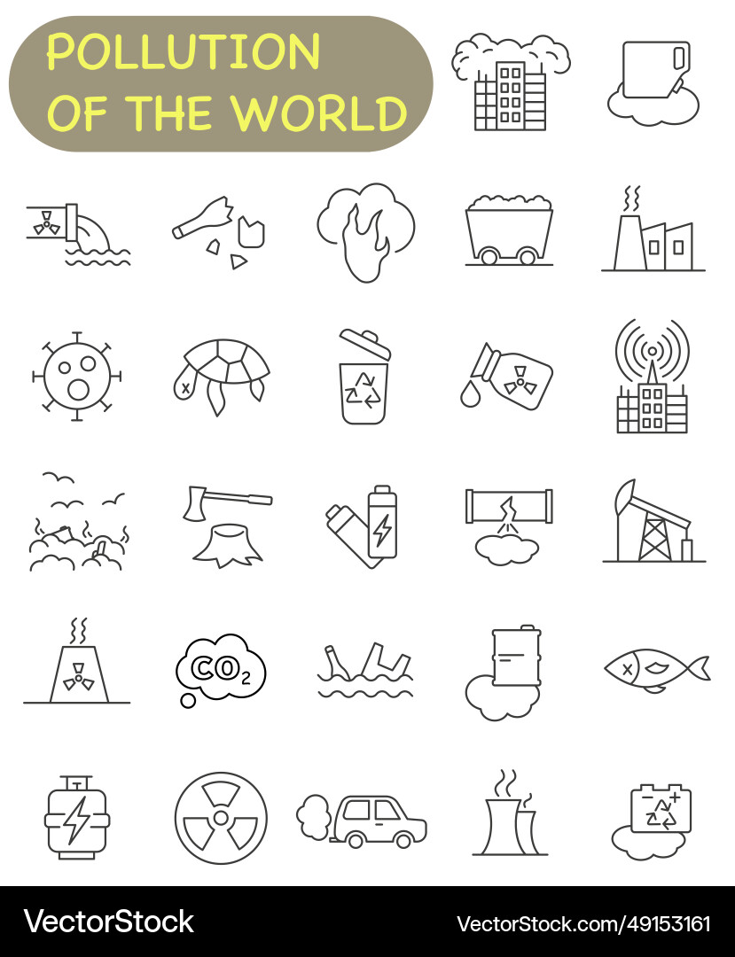 Environmental pollution thin line Royalty Free Vector Image