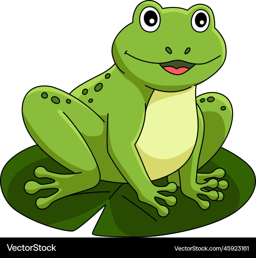 Spring frog on water lily cartoon colored clipart Vector Image