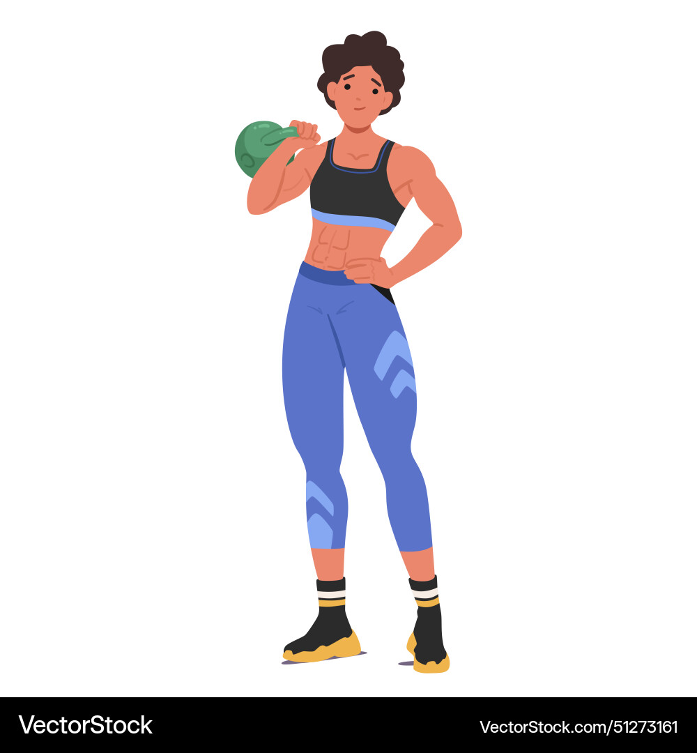 Strong athletic female character exercise Vector Image