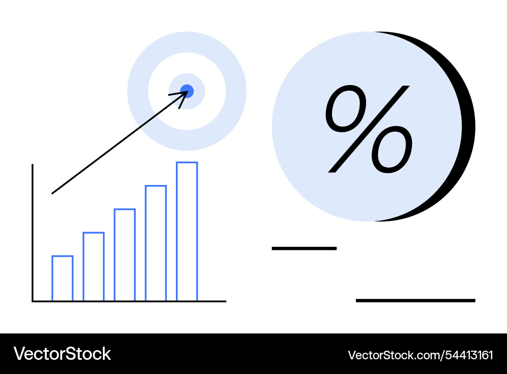 Tracking business growth with bar graphs target Vector Image
