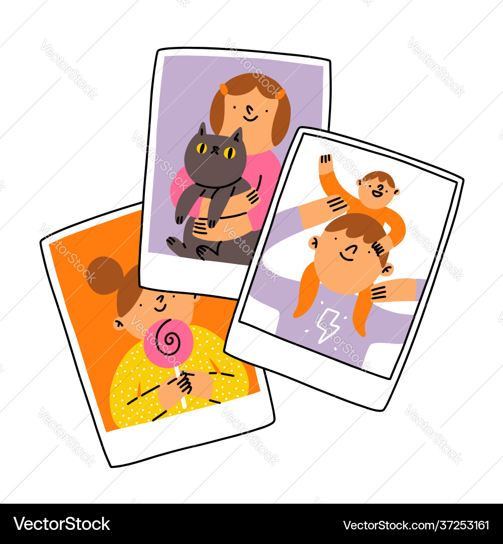 Vintage Photo Stack Memories Royalty Free Vector Image