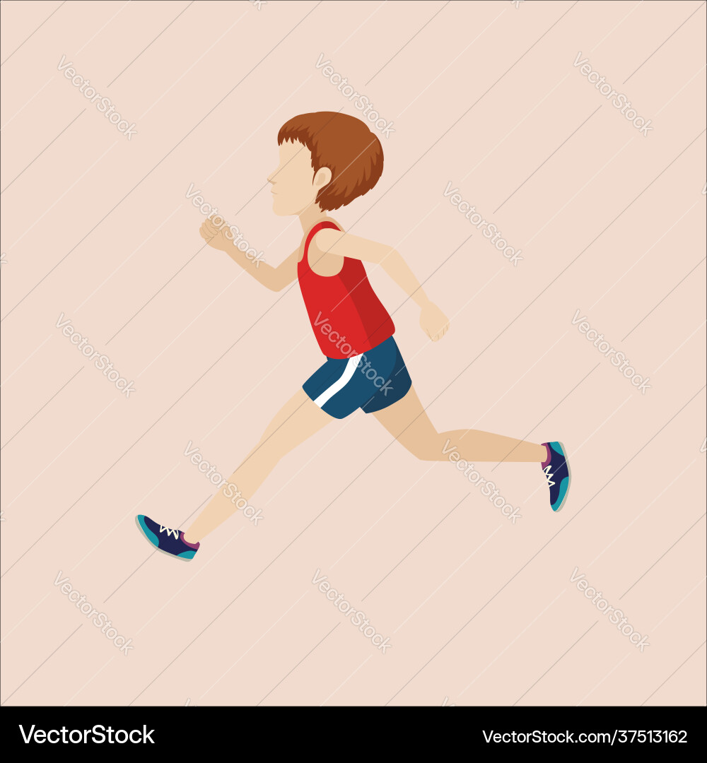 Boy running side view design flat Royalty Free Vector Image