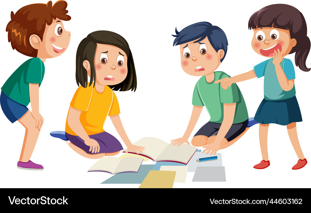 Bullying kids cartoon character Royalty Free Vector Image