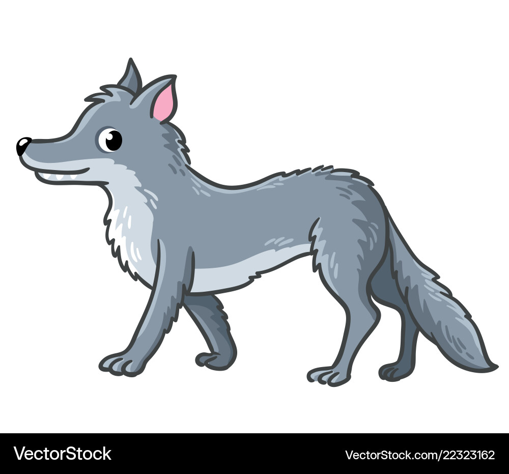 Cute wolf on a white background Royalty Free Vector Image