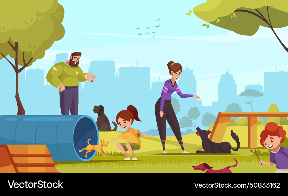 Dog playground cartoon Royalty Free Vector Image