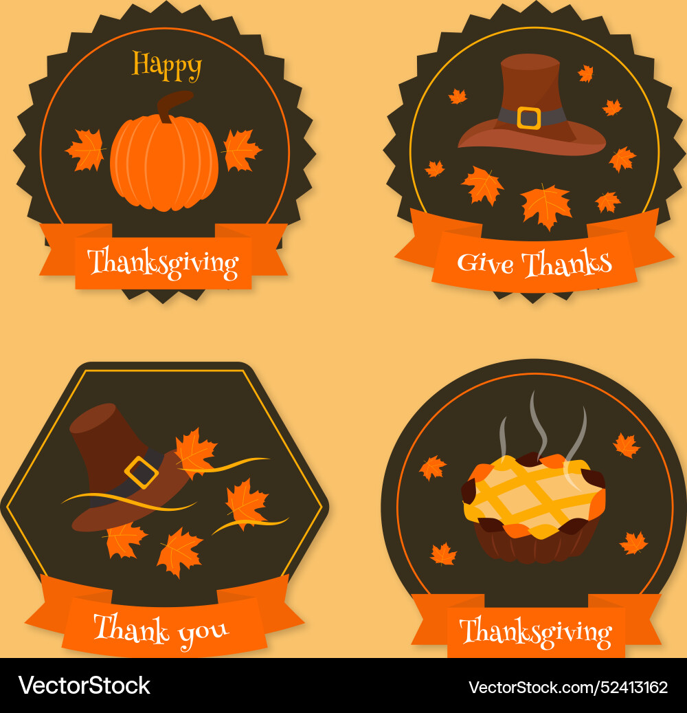Flat design thanksgiving label badge pack Vector Image