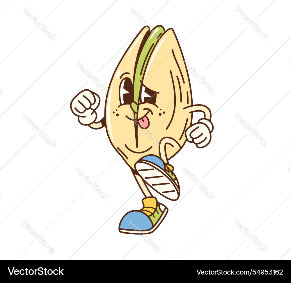 Groovy Pistachio Character Royalty Free Vector Image