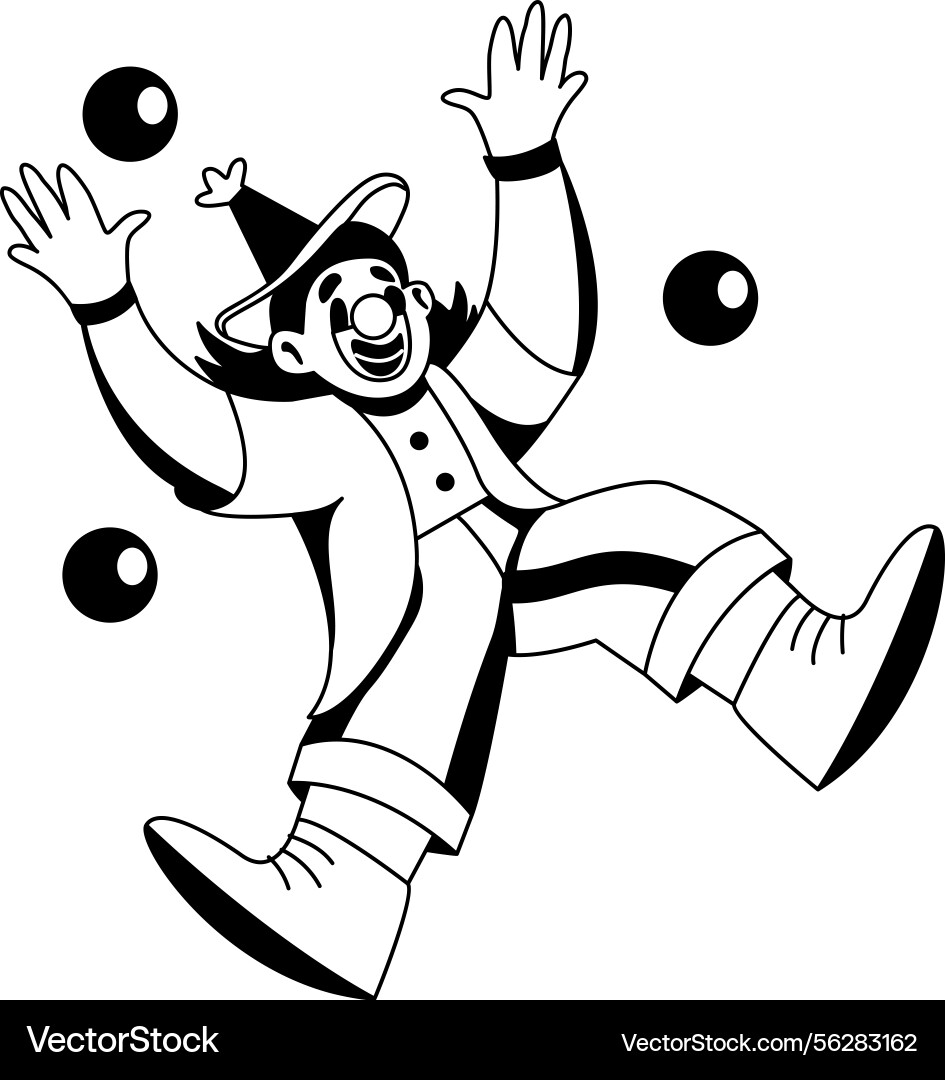 Juggling Clown Cartoon Royalty Free Vector Image
