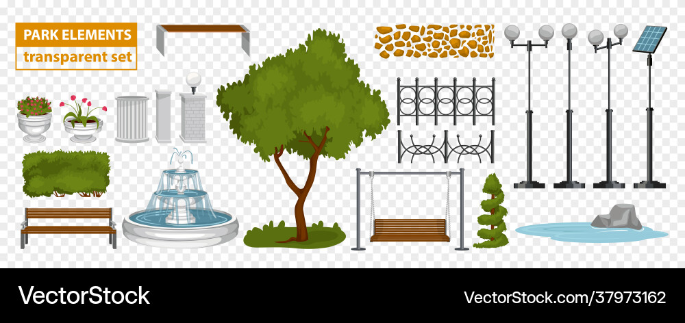 Park elements transparent set Royalty Free Vector Image