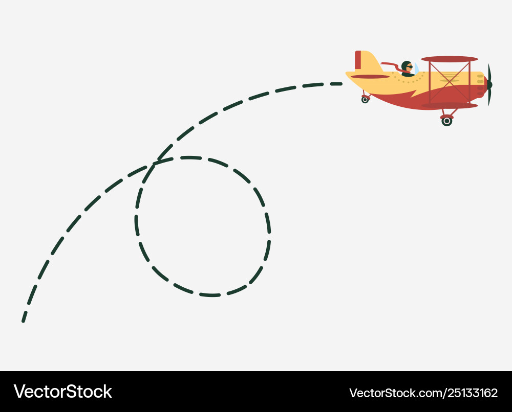 Plane with path movement airplane route Royalty Free Vector