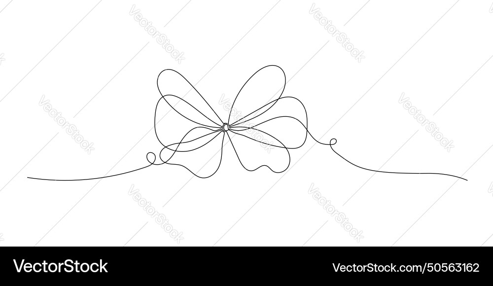 Ribbon bow one line art Royalty Free Vector Image