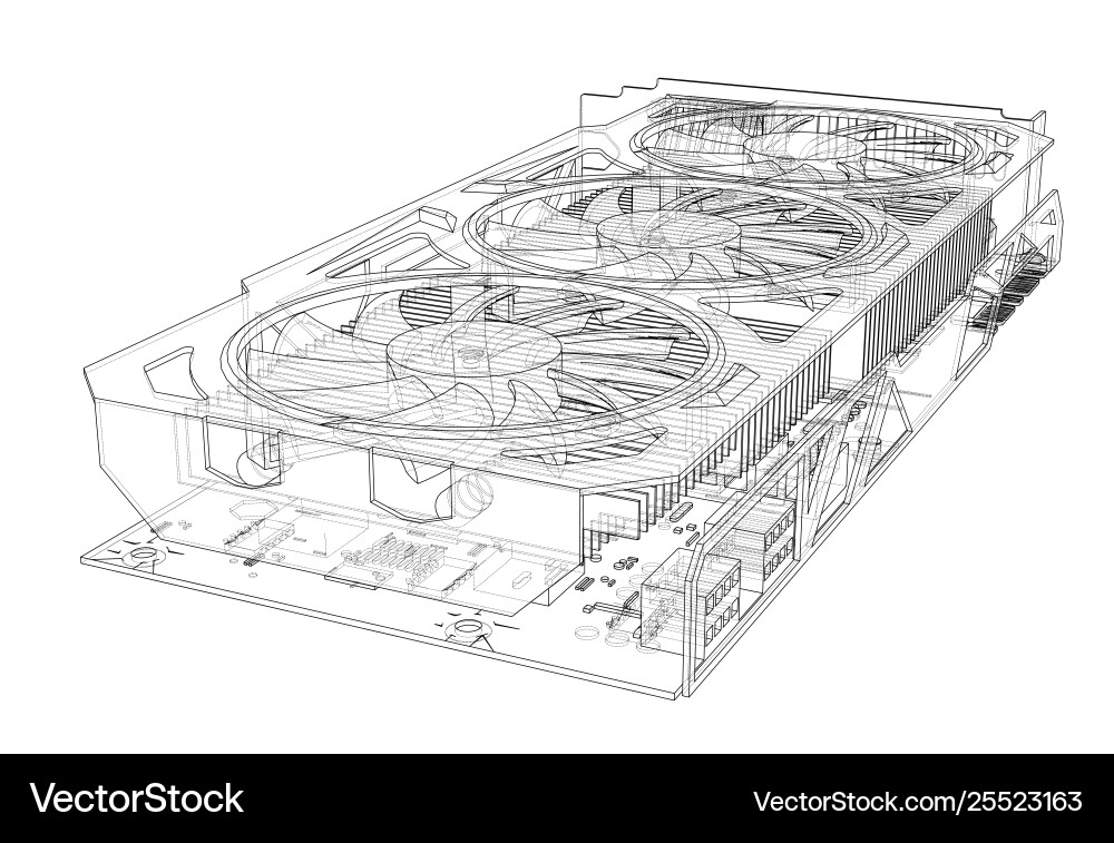 Gpu card outline Royalty Free Vector Image - VectorStock