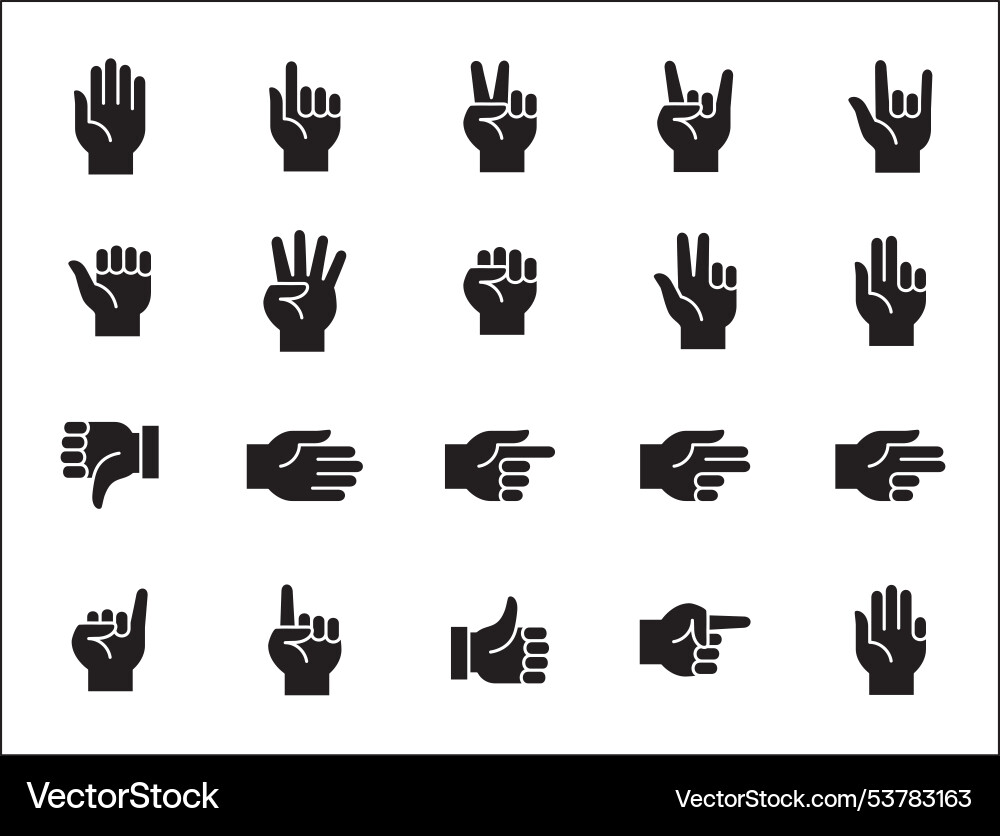 Hands gesture icon set hand finger signs Vector Image