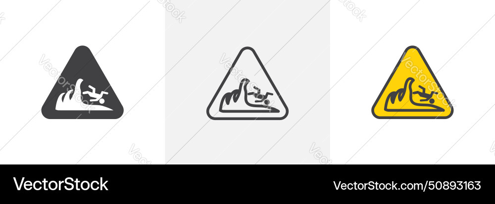 High sea waves warning sign icon set alert Vector Image