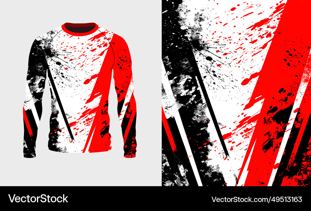 Long sleeve jersey red black white grunge texture Vector Image