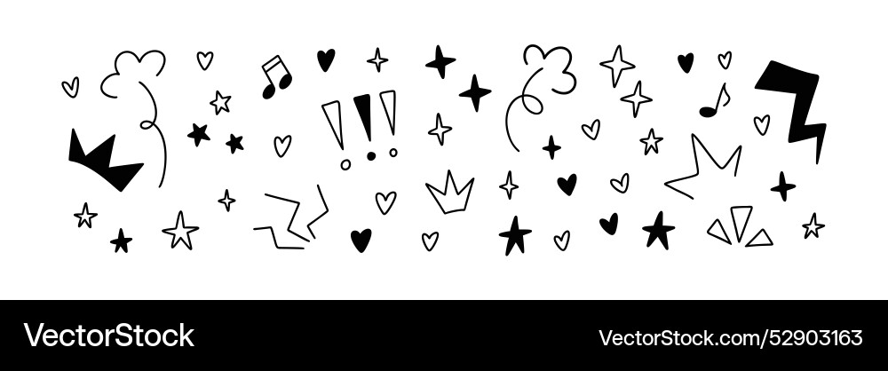 Set of grunge emo doodle elements handwriting Vector Image