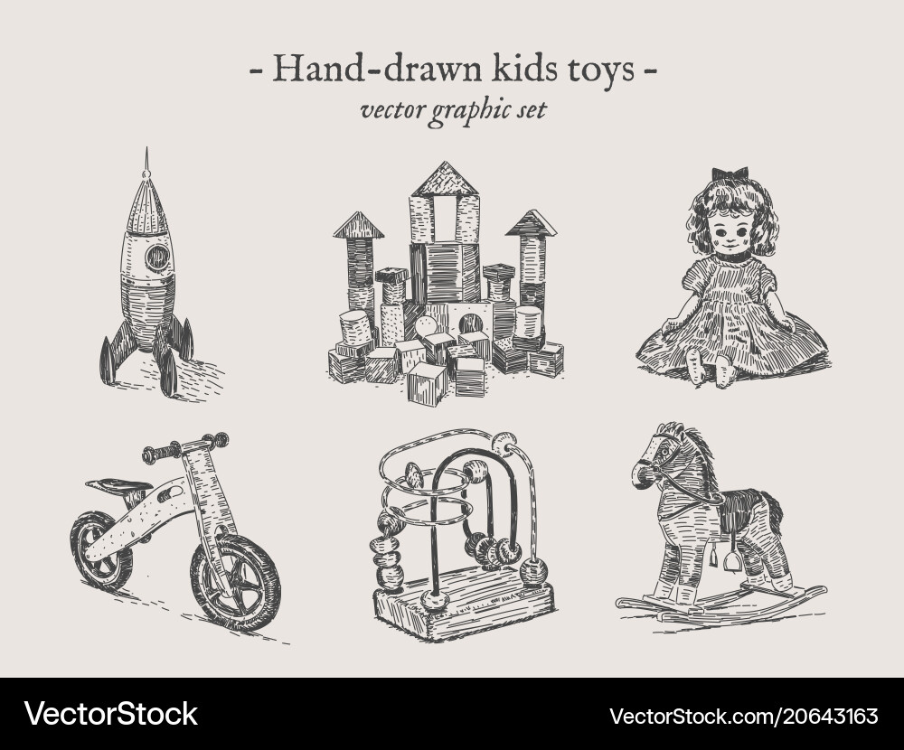 Toys hand-drawing set Royalty Free Vector Image