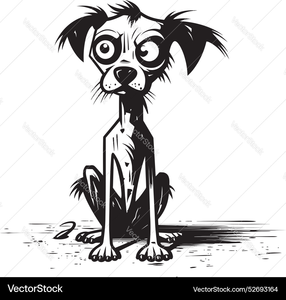 Bizarre creepy dog eerie black emblem ghostly Vector Image