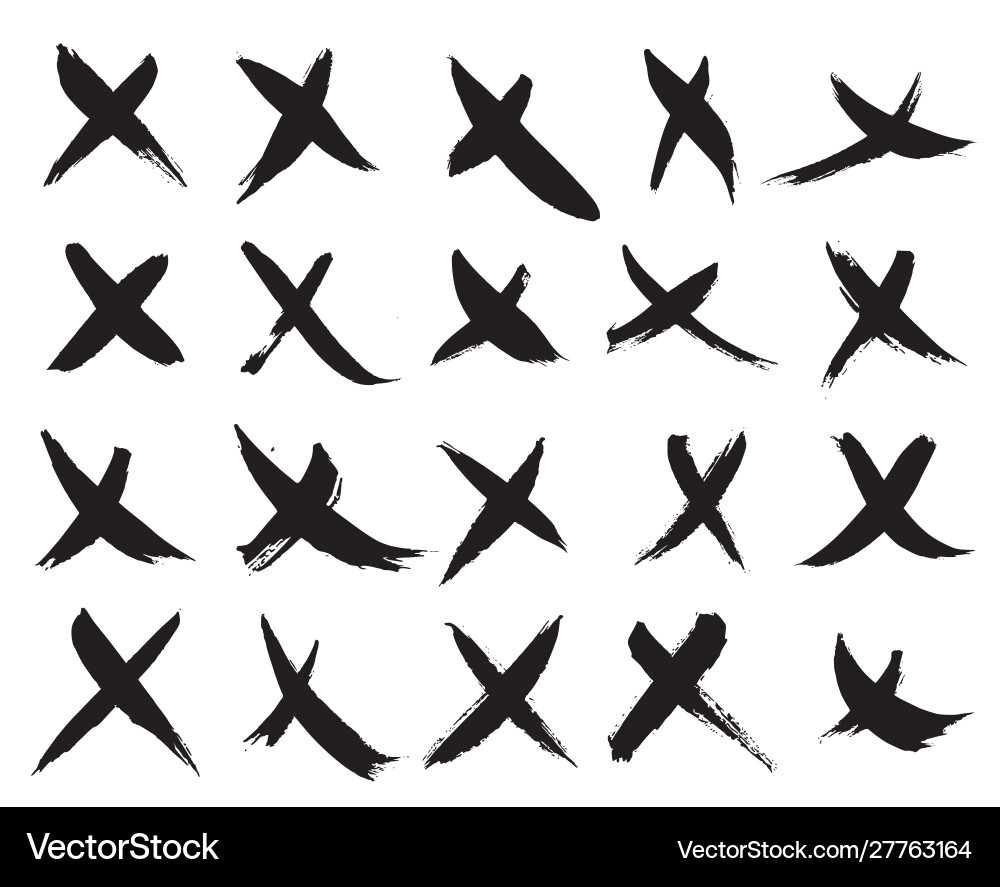 Black hand painted x signs Royalty Free Vector Image