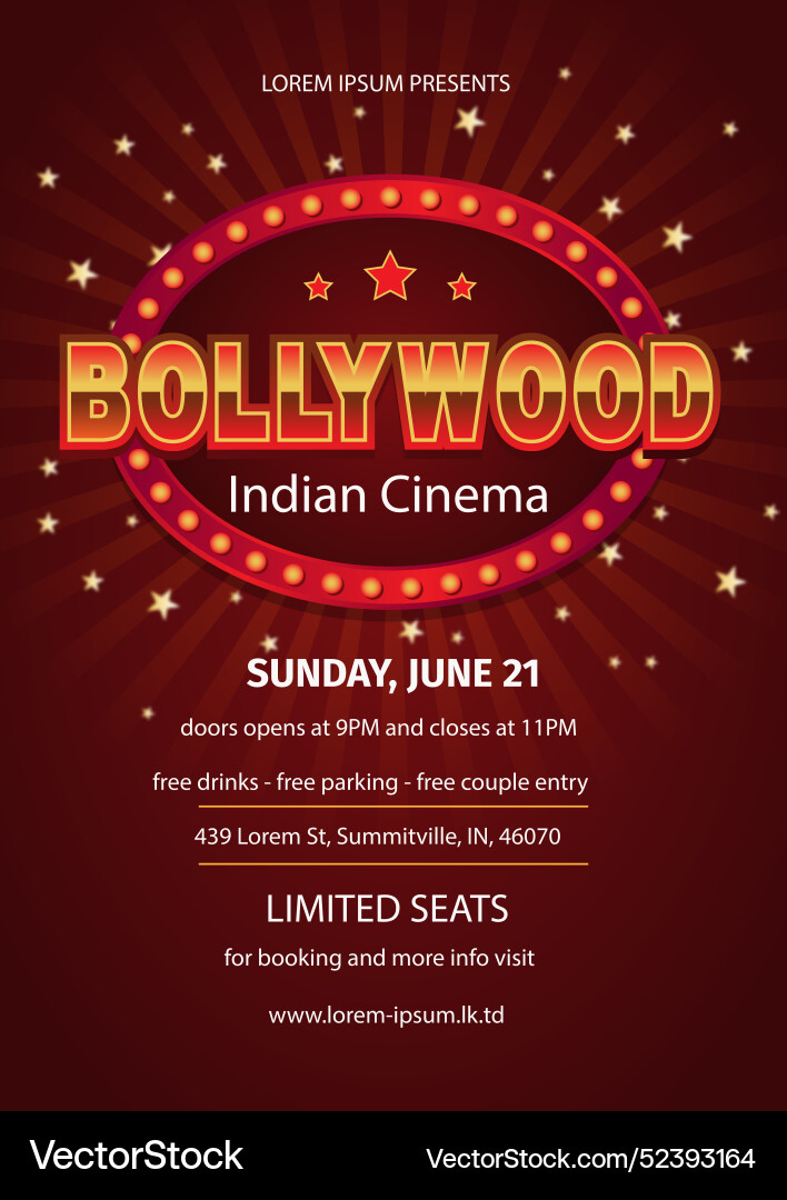 Bollywood design party poster template Royalty Free Vector
