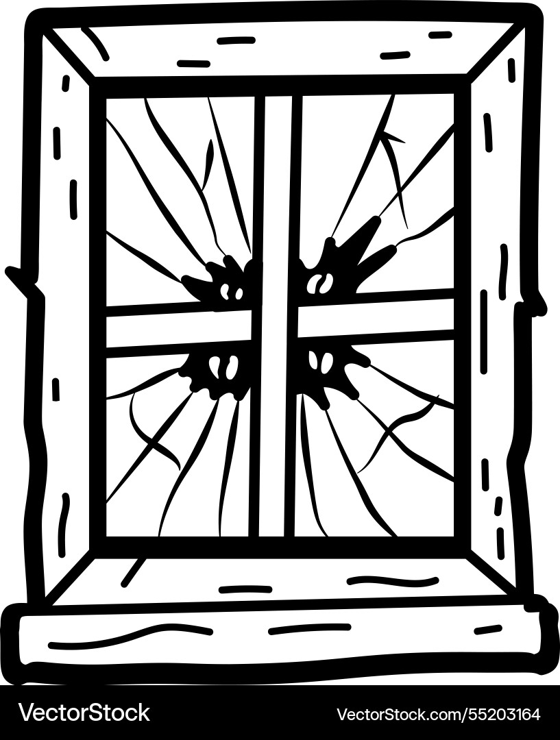 Broken window Royalty Free Vector Image - VectorStock