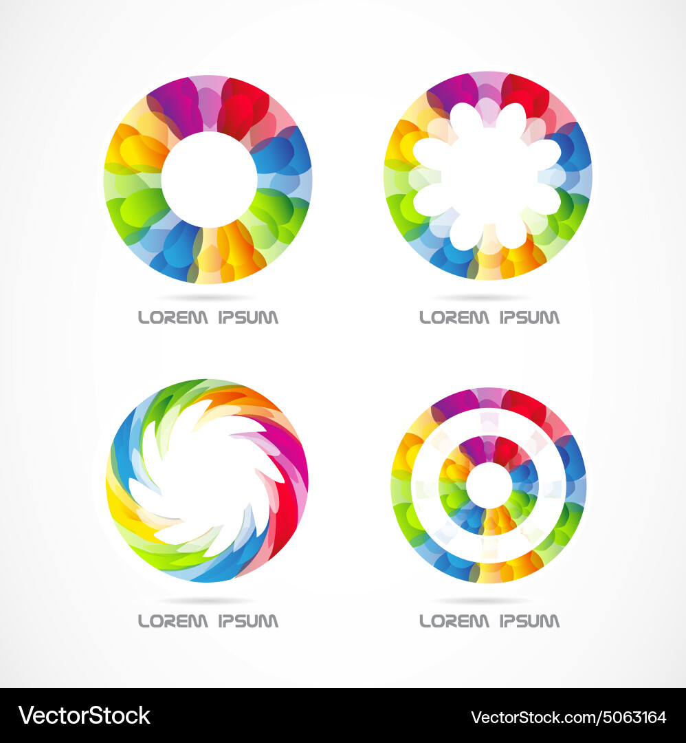 Colored circle logo set Royalty Free Vector Image