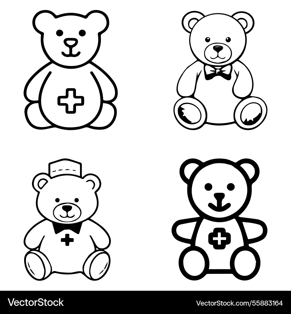 Cute teddy bear line art for coloring Royalty Free Vector