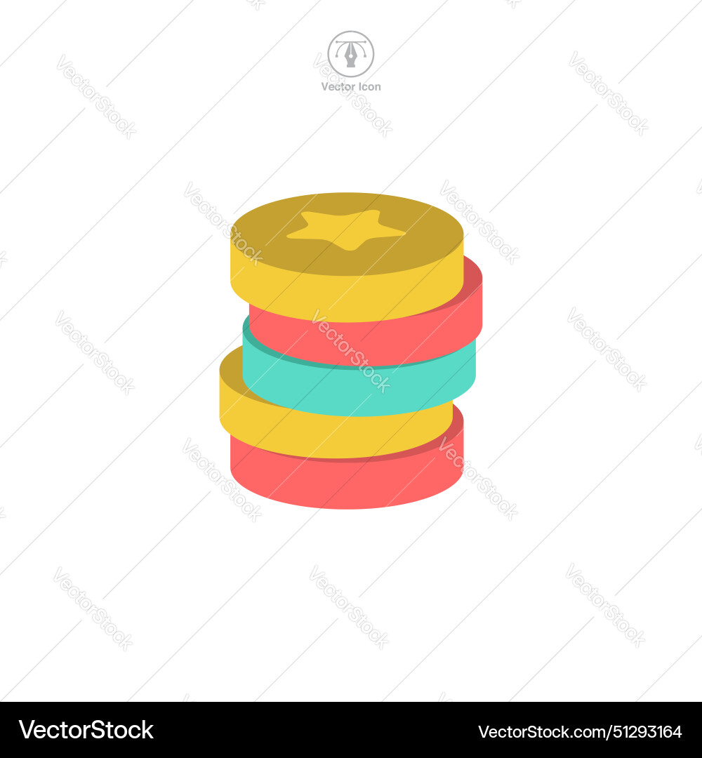 Game coins icon symbol isolated on white Vector Image