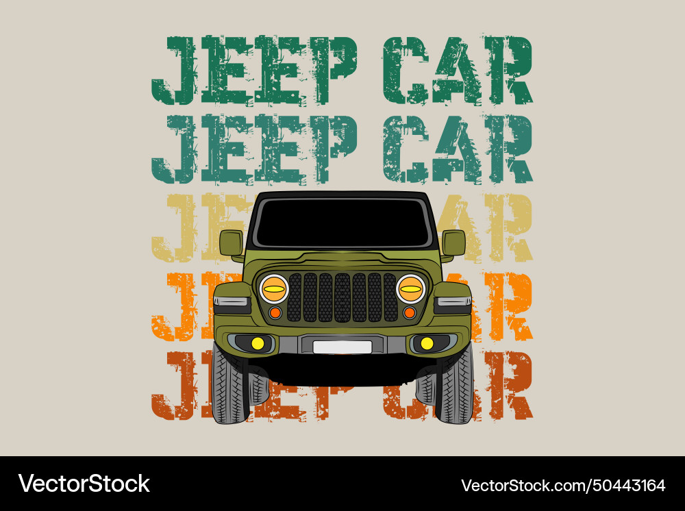 Jeep retro design landscape Royalty Free Vector Image